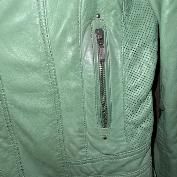 SAKI | Jackets & Coats | Saki Green Leather Jacket | Poshmark